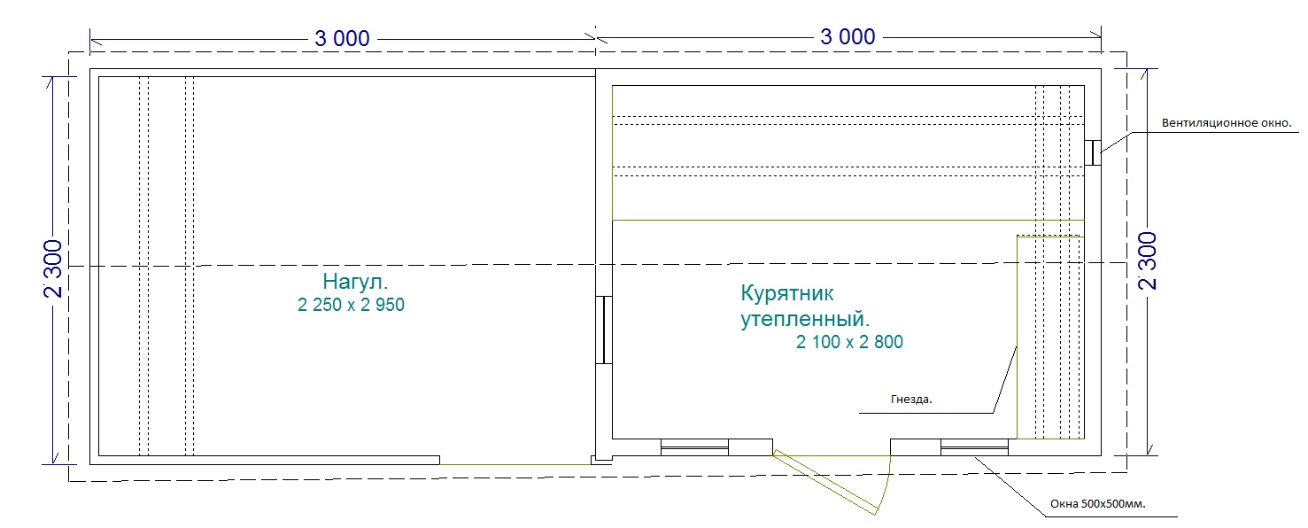 Курятник для дачи 6,0 х 2,20 м. от 116 000 руб.